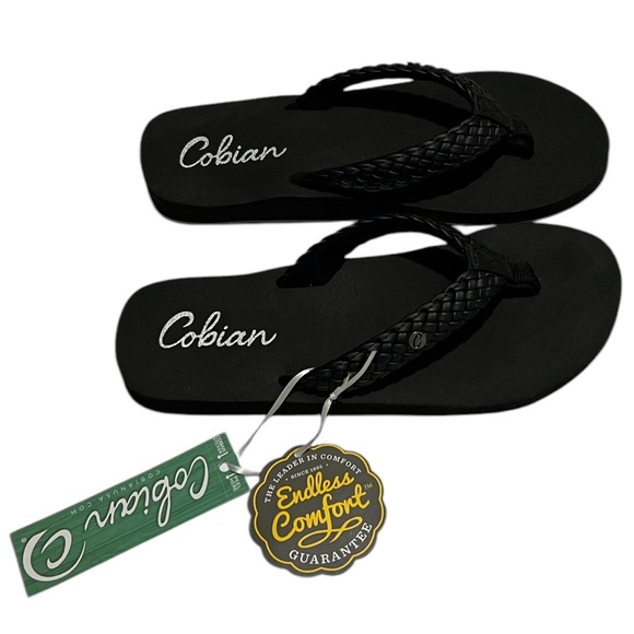 Cobian | Shoes | Cobian Braided Bounce Black Comfort Cushion Flip Flops ...